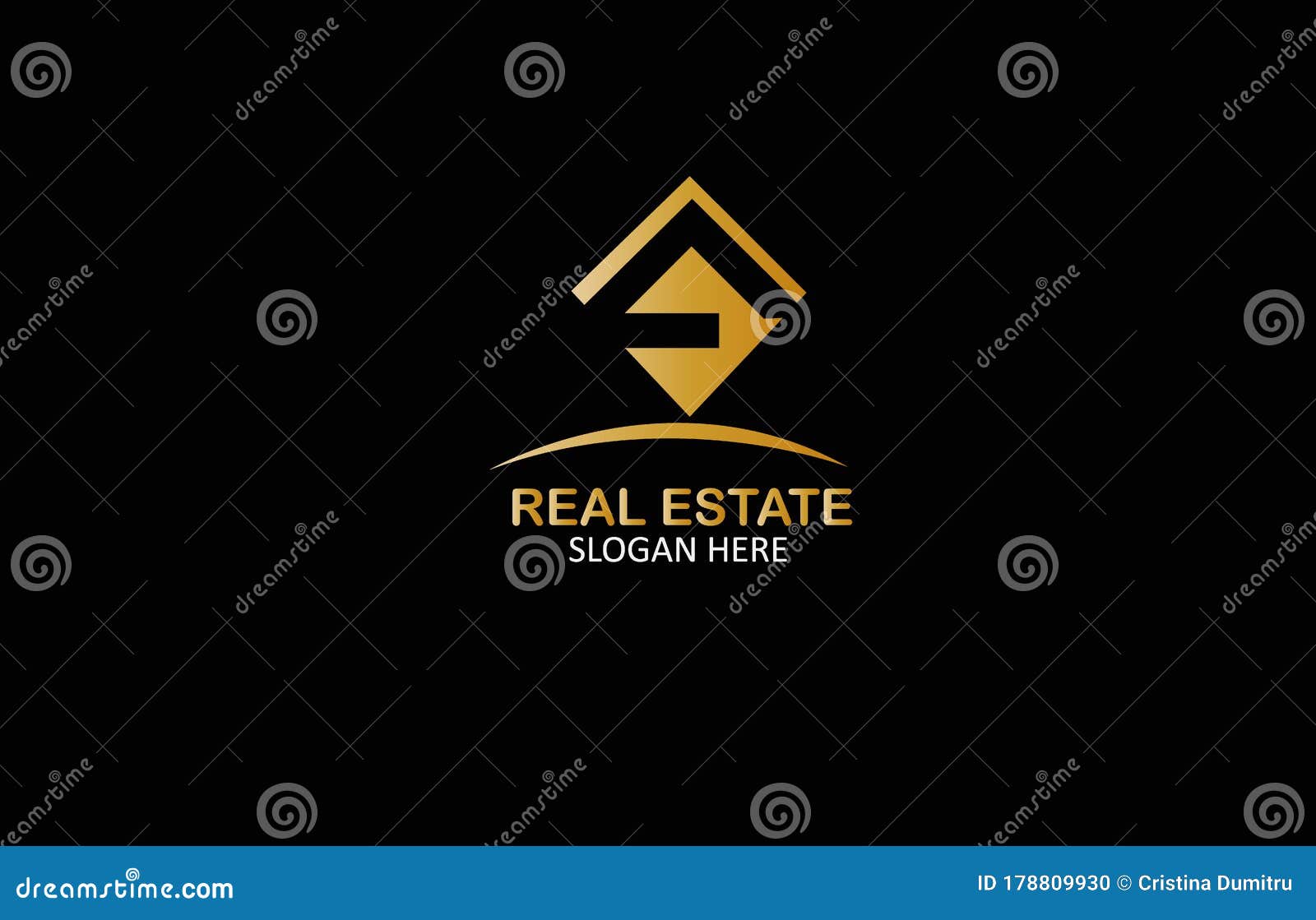 Golden Real Estate Logo Design Vector Stock Vector - Illustration of ...