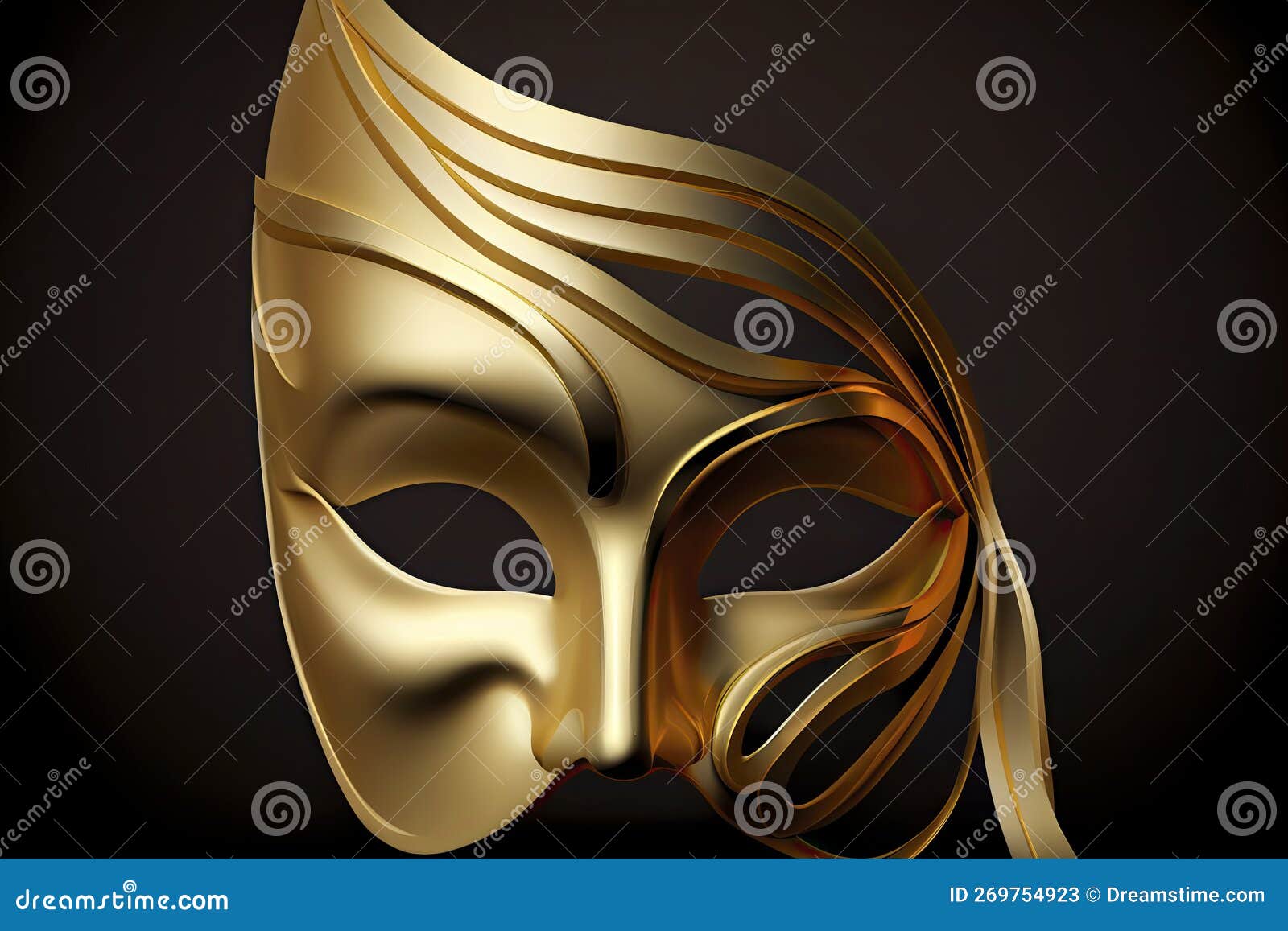 Golden Realistic Mask Isolated on Black. Vector 3d Illustration Stock ...