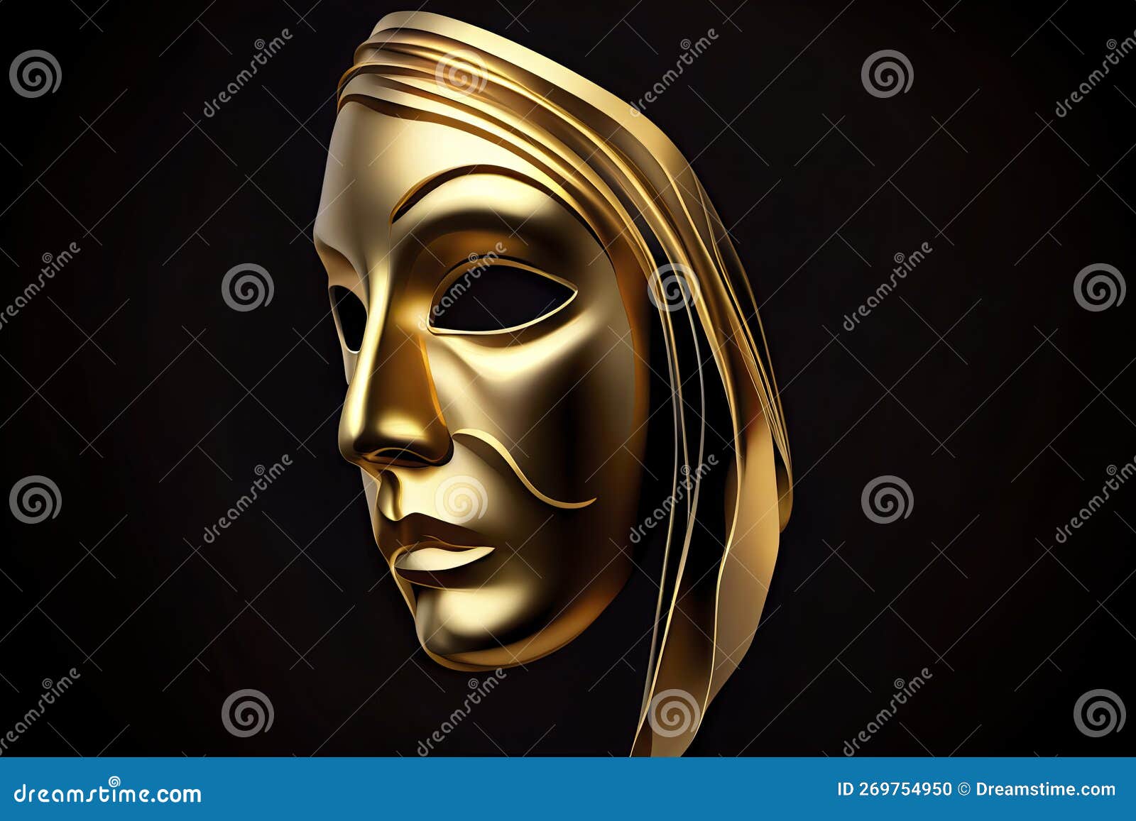 Golden Realistic Mask Isolated on Black. Vector 3d Illustration Stock ...