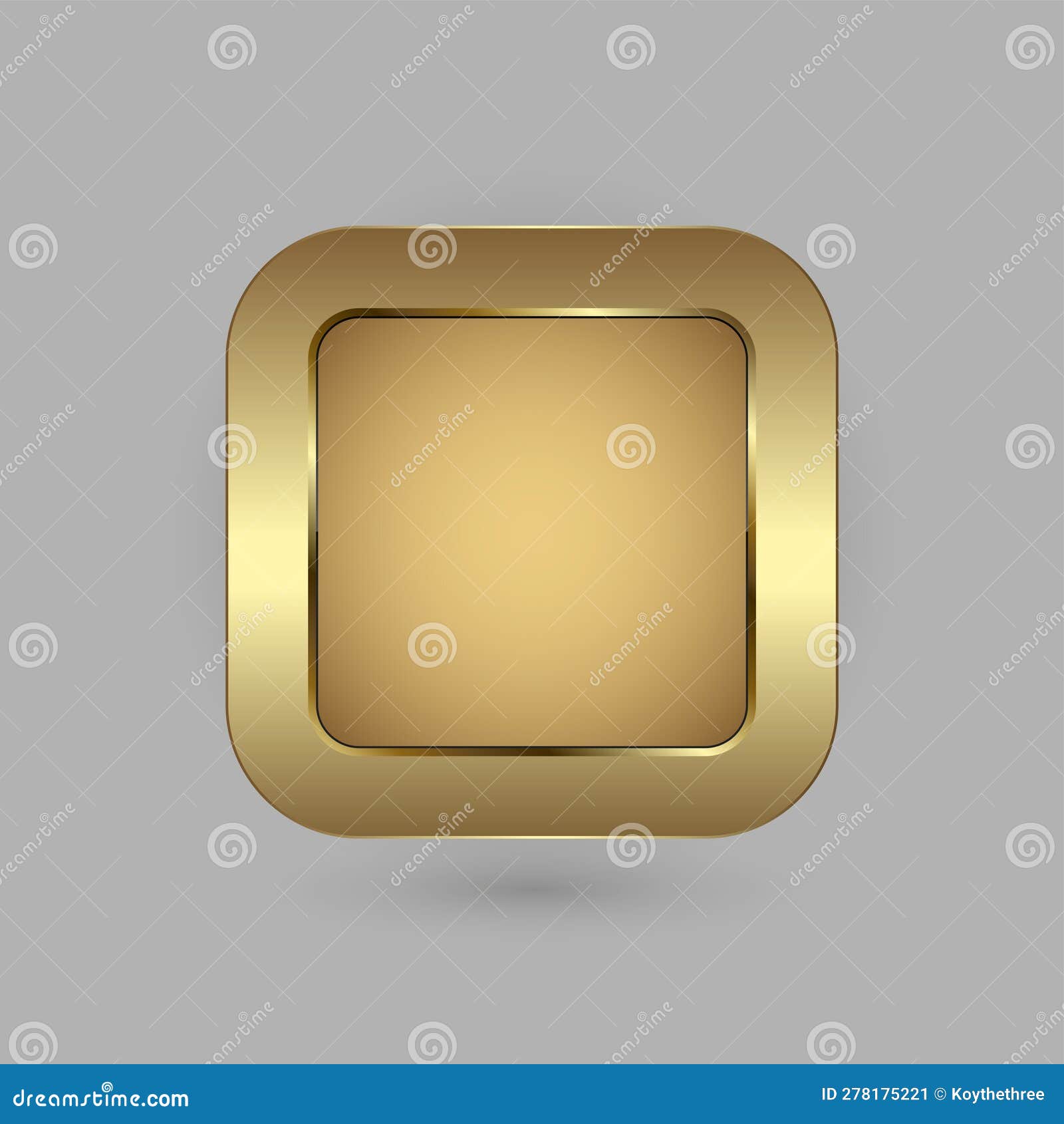Golden Rectangle Blank Button for Website UI or App UX Vector Design in ...