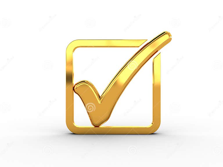 Golden Rectangle with Check Mark Stock Illustration - Illustration of ...