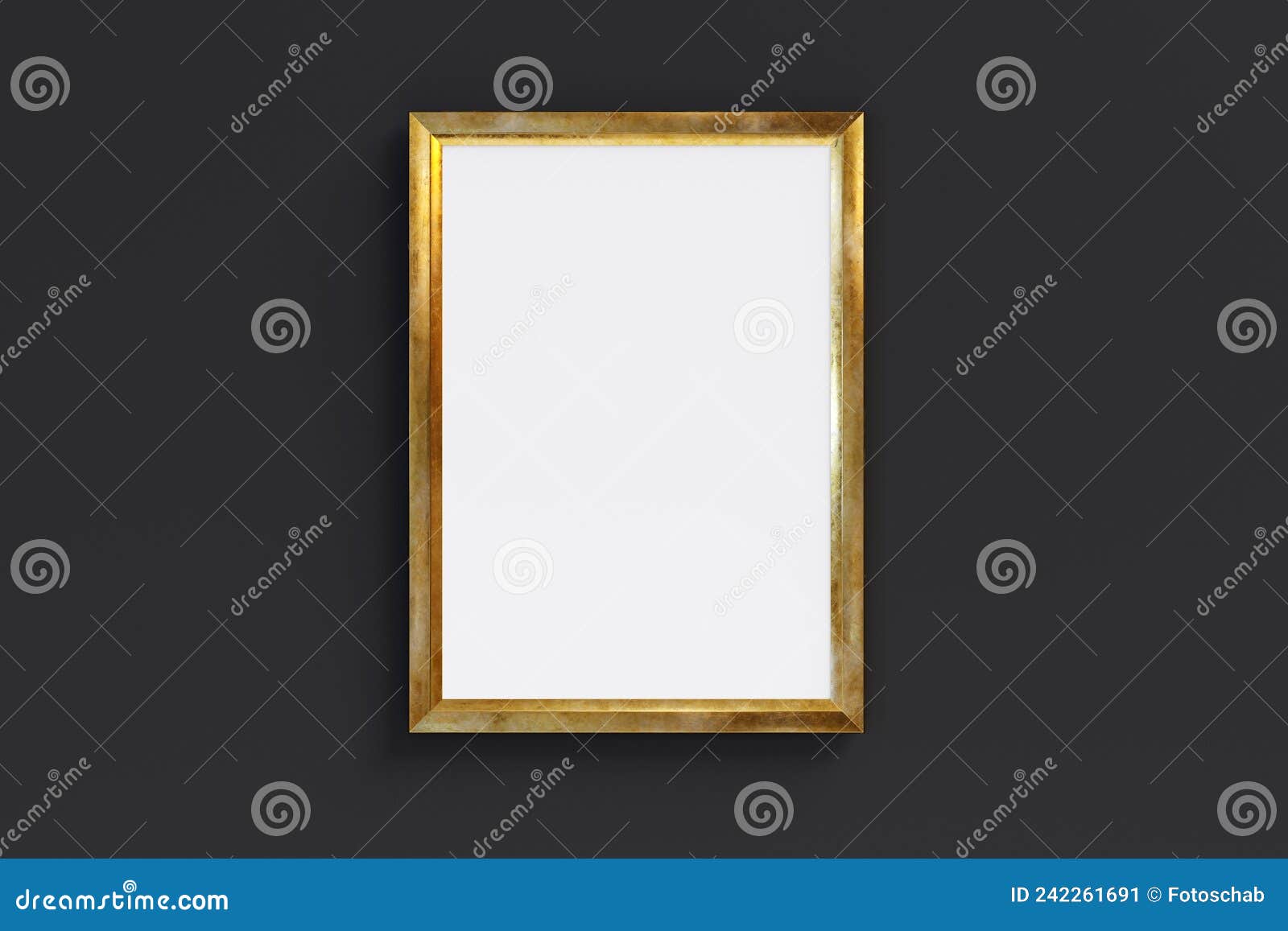 Golden Rectangle Frame Isolated on Black Background. 3D Render Stock ...