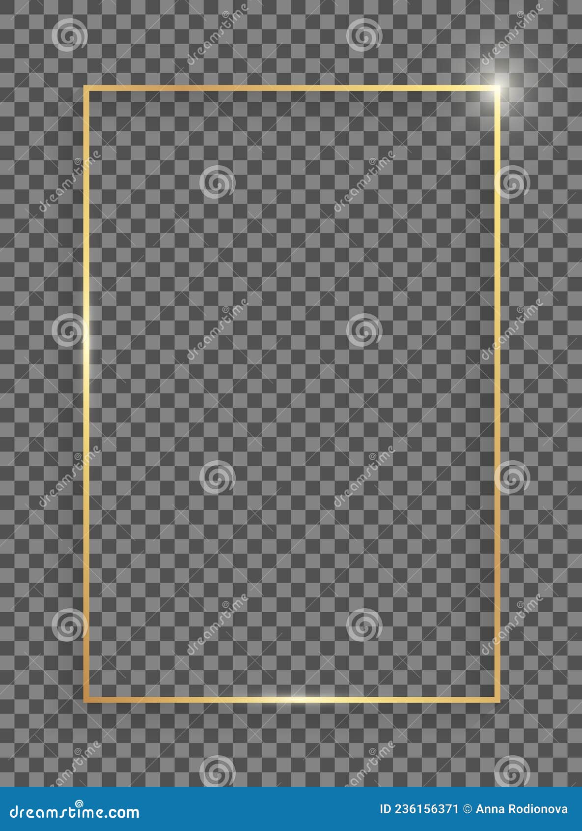 Golden Rectangle Frame with Shadows and Highlights Stock Vector ...