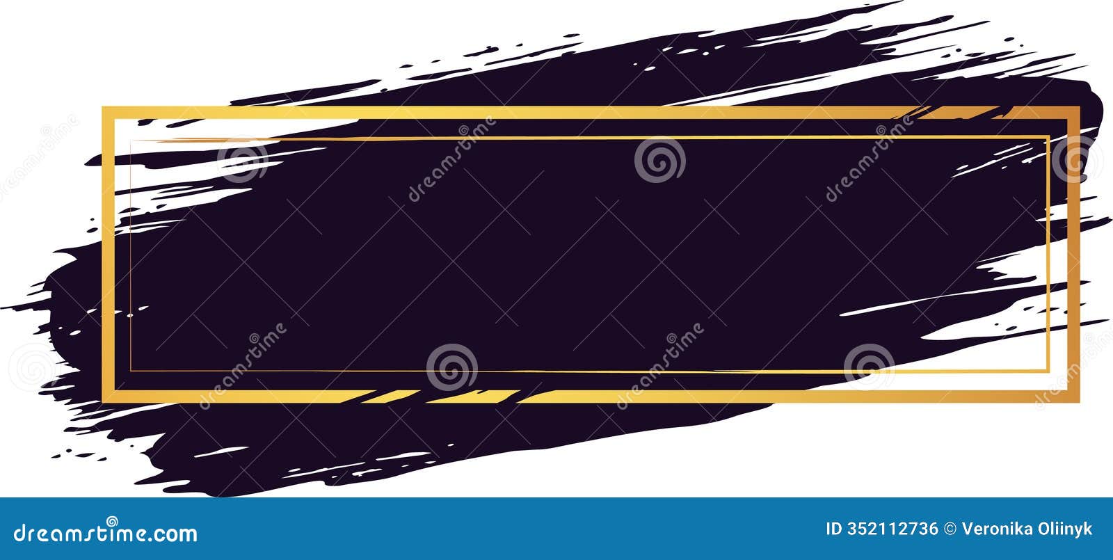 Golden Rectangular Frame with Double Contour Over Horizontal Dark Paint ...