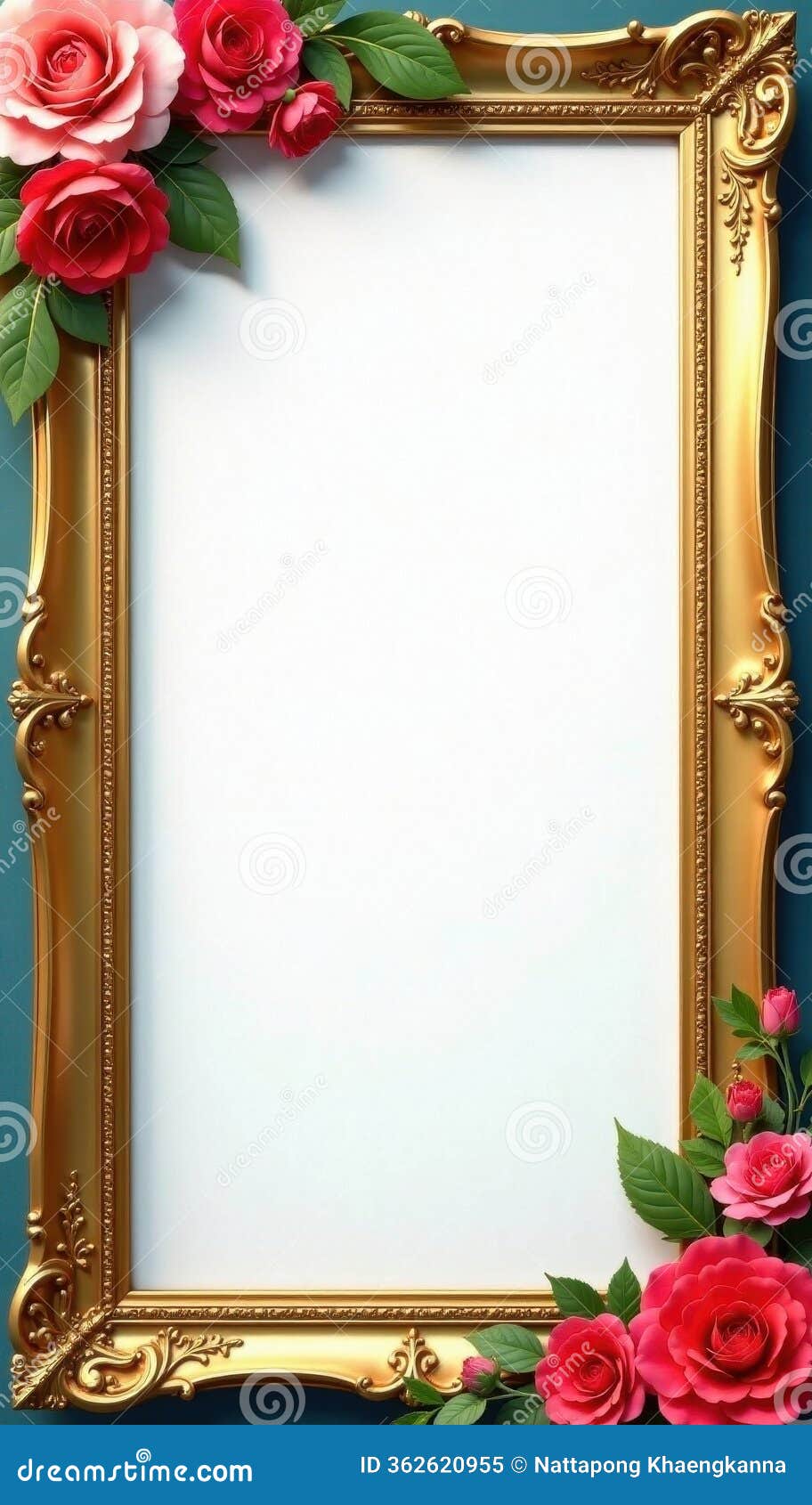 Golden Rectangular Frame, Horizontal Placement, Mockup, Advertising ...