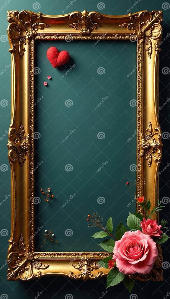 Golden Rectangular Frame, Horizontal Placement, Frame, Wedding Stock ...