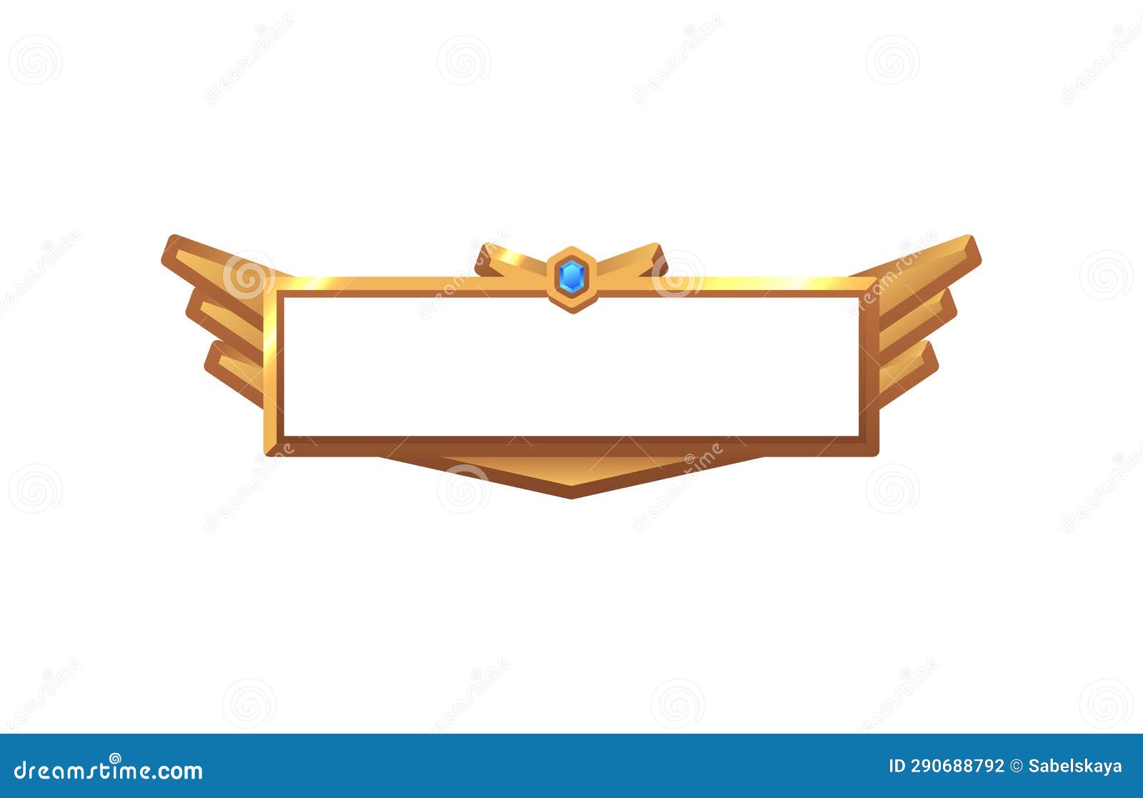 Golden Rectangular Shape Frame Decorated with Gem, Vector Cartoon ...