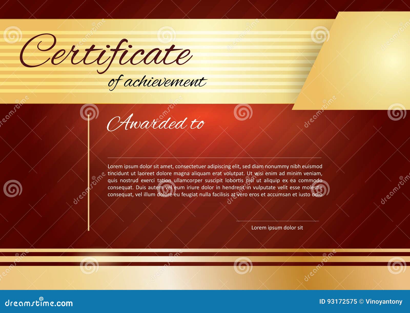 Golden Red certificate stock vector. Illustration of vertical - 93172575