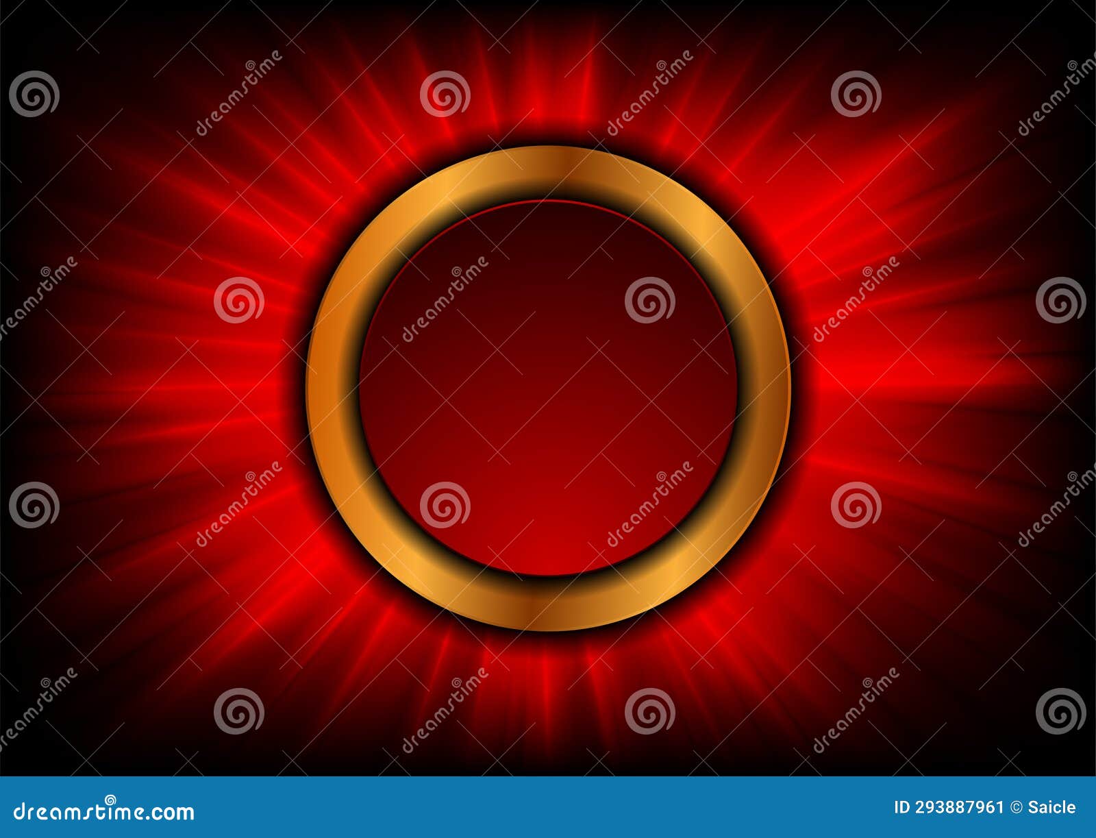 Golden and Red Circles with Glowing Rays Abstract Background Stock ...