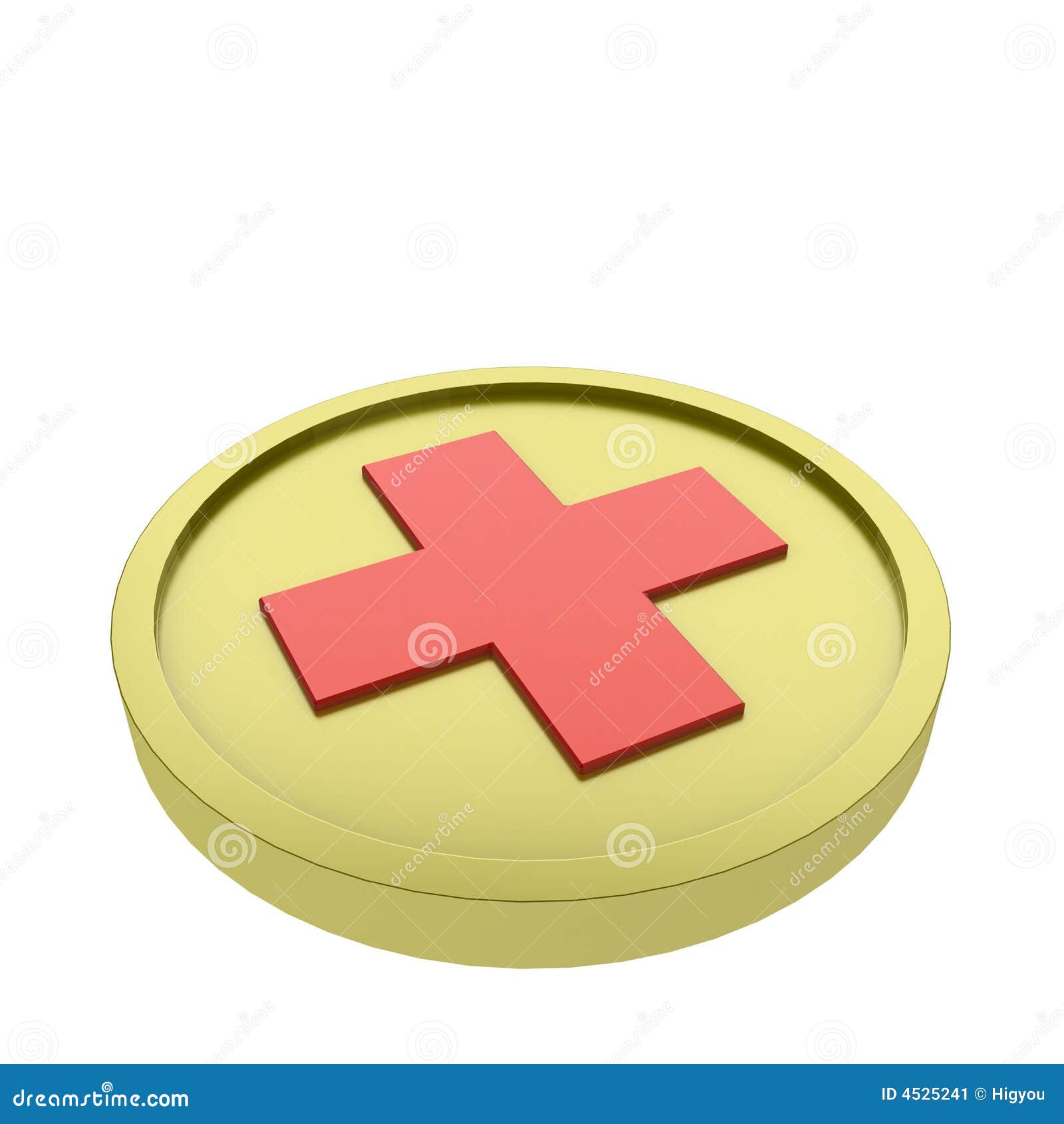 Golden red cross Coin stock illustration. Illustration of sign - 4525241