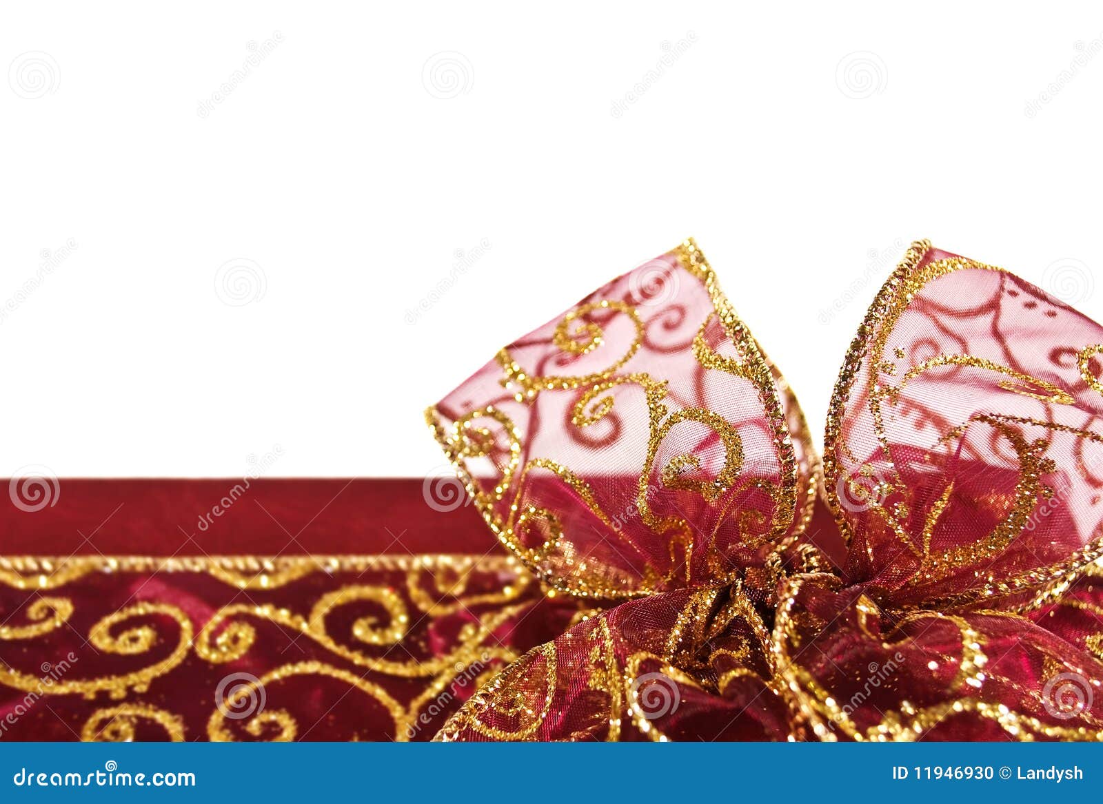 Golden red gift box bow stock photo. Image of glitter - 11946930