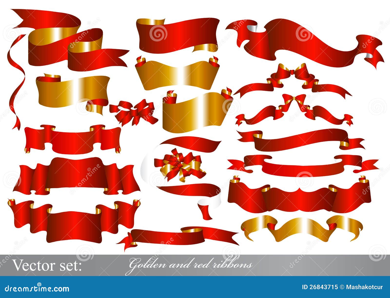 Golden and red ribbons set stock vector. Illustration of party - 26843715