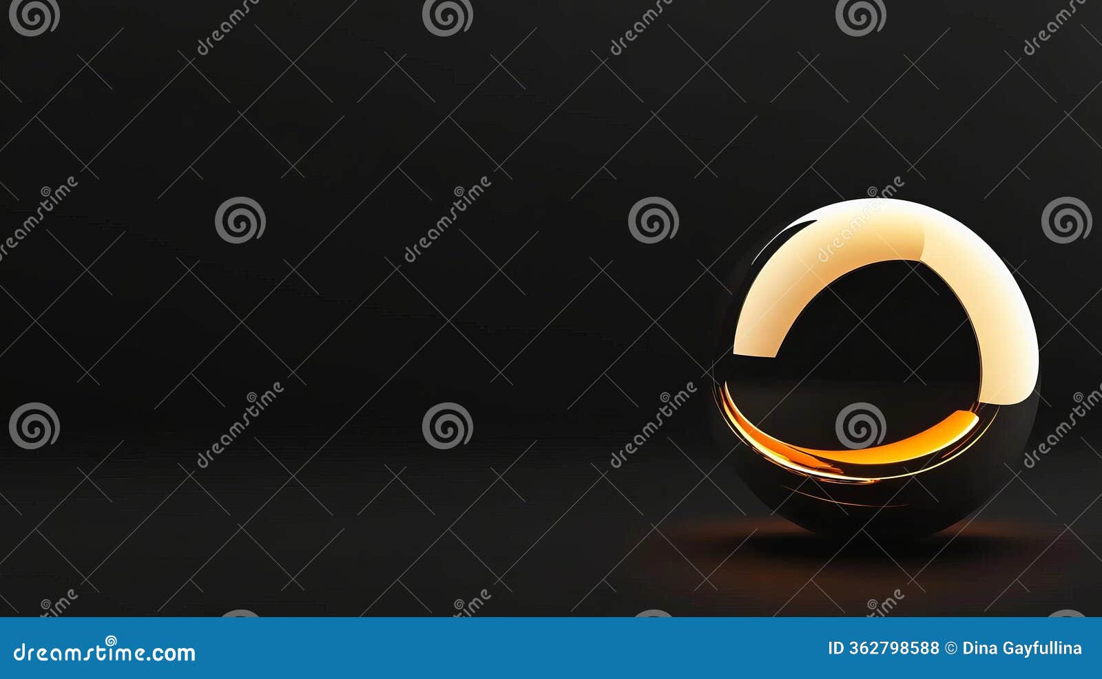 Golden Reflective Sphere with Elegant Light Reflections on a Dark ...