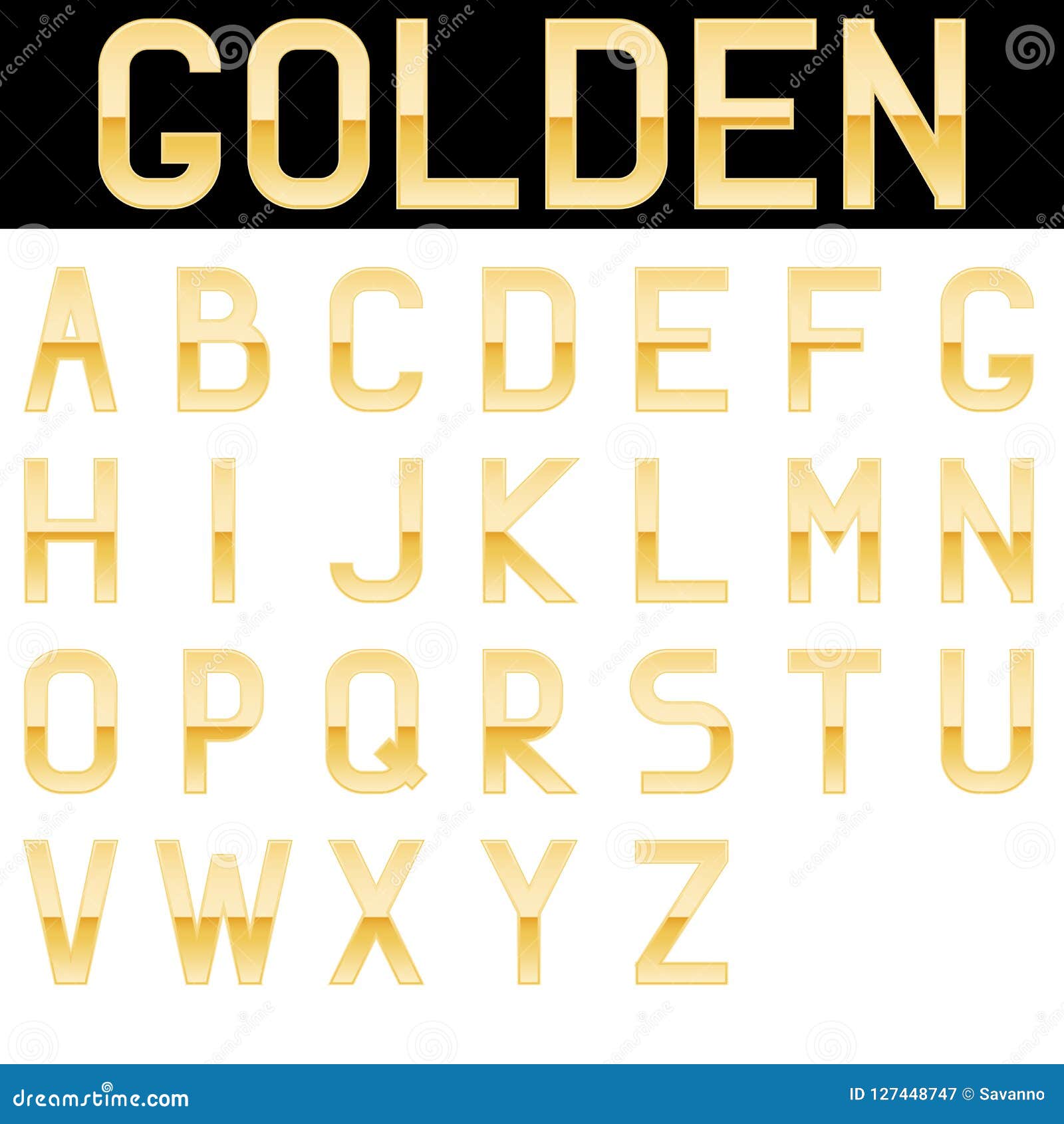 Golden regular font set stock vector. Illustration of shiny - 127448747