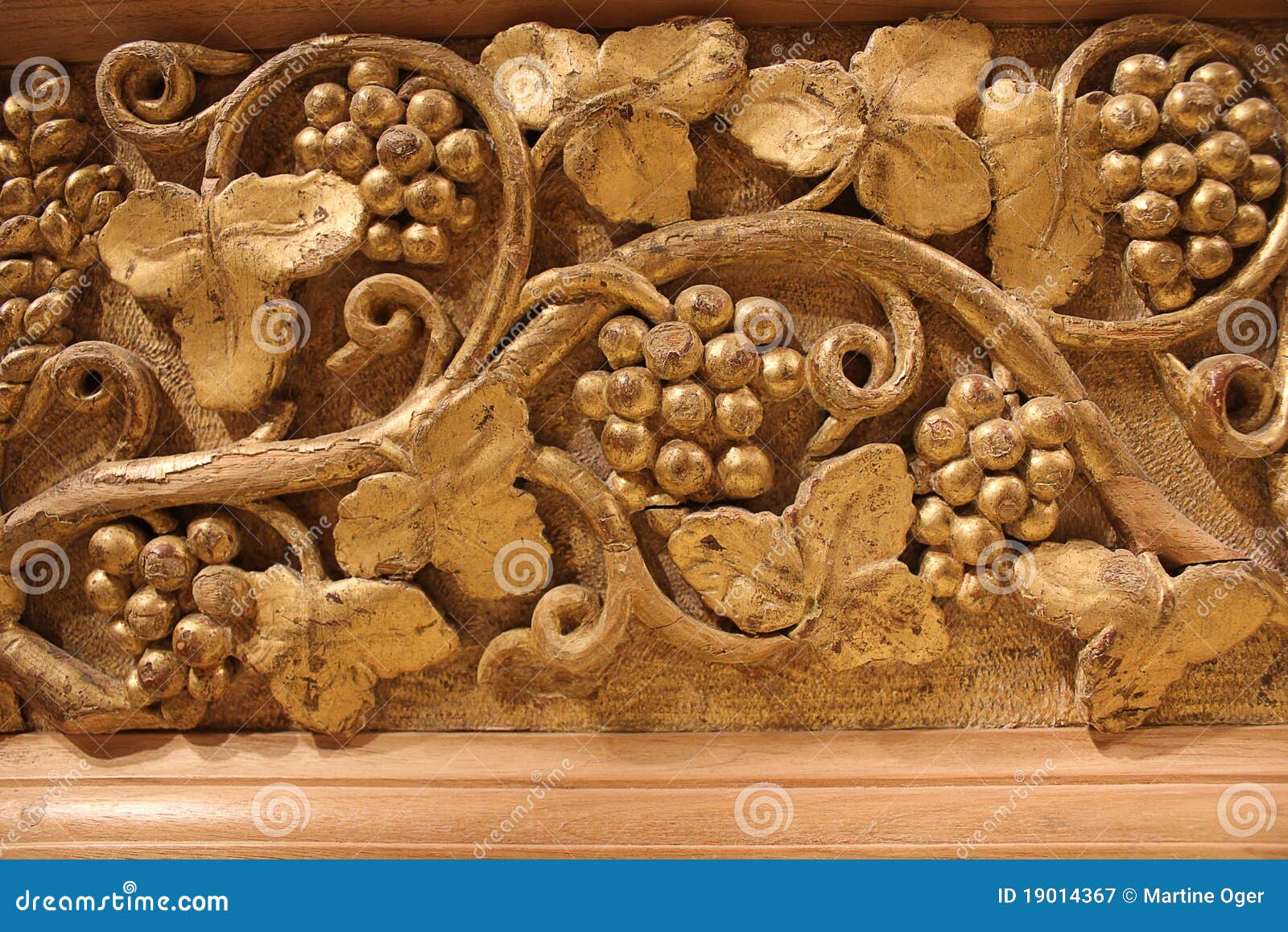 Golden Relief of Grape Wine. Stock Image - Image of sculpture ...