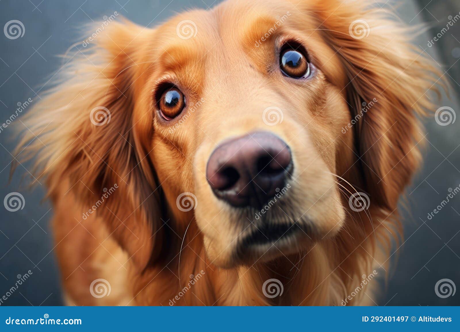 A Golden Retriever Looking Up with Curious Eyes Stock Image - Image of ...