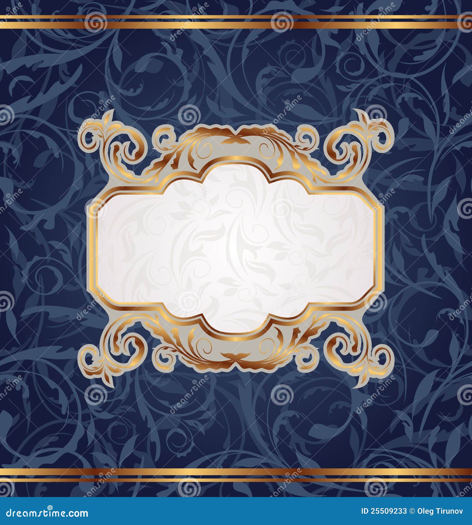 Golden Retro Emblem, Seamless Floral Texture Stock Vector ...