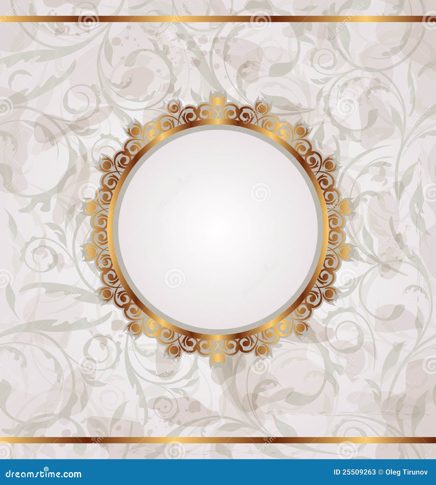 Golden Retro Frame, Seamless Floral Texture Cartoon Vector ...