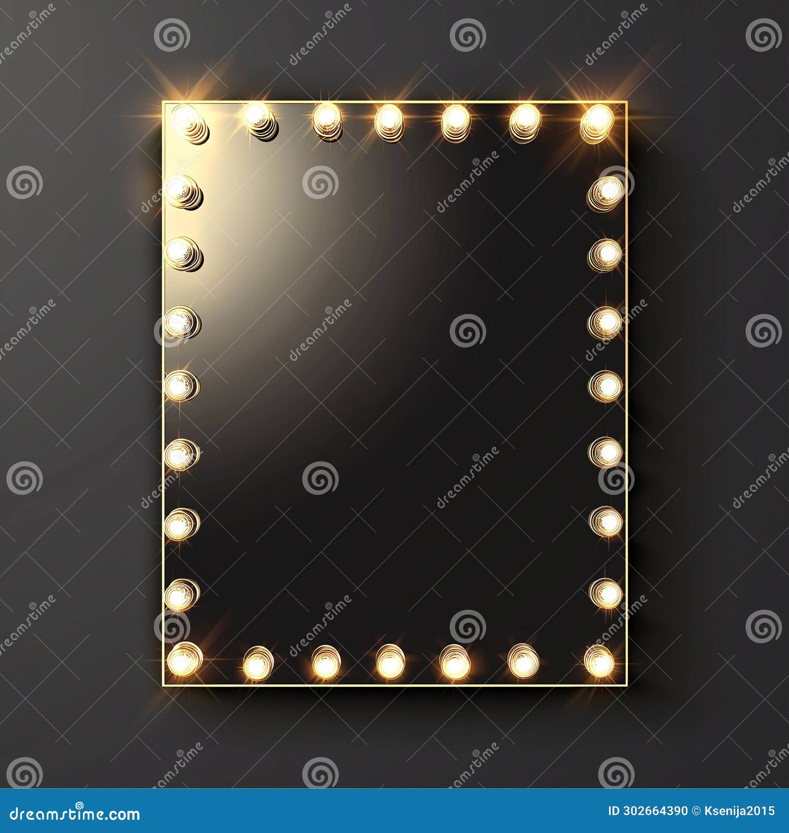 Golden Retro Makeup Mirror on Concrete Wall. 3D Rendering Stock ...