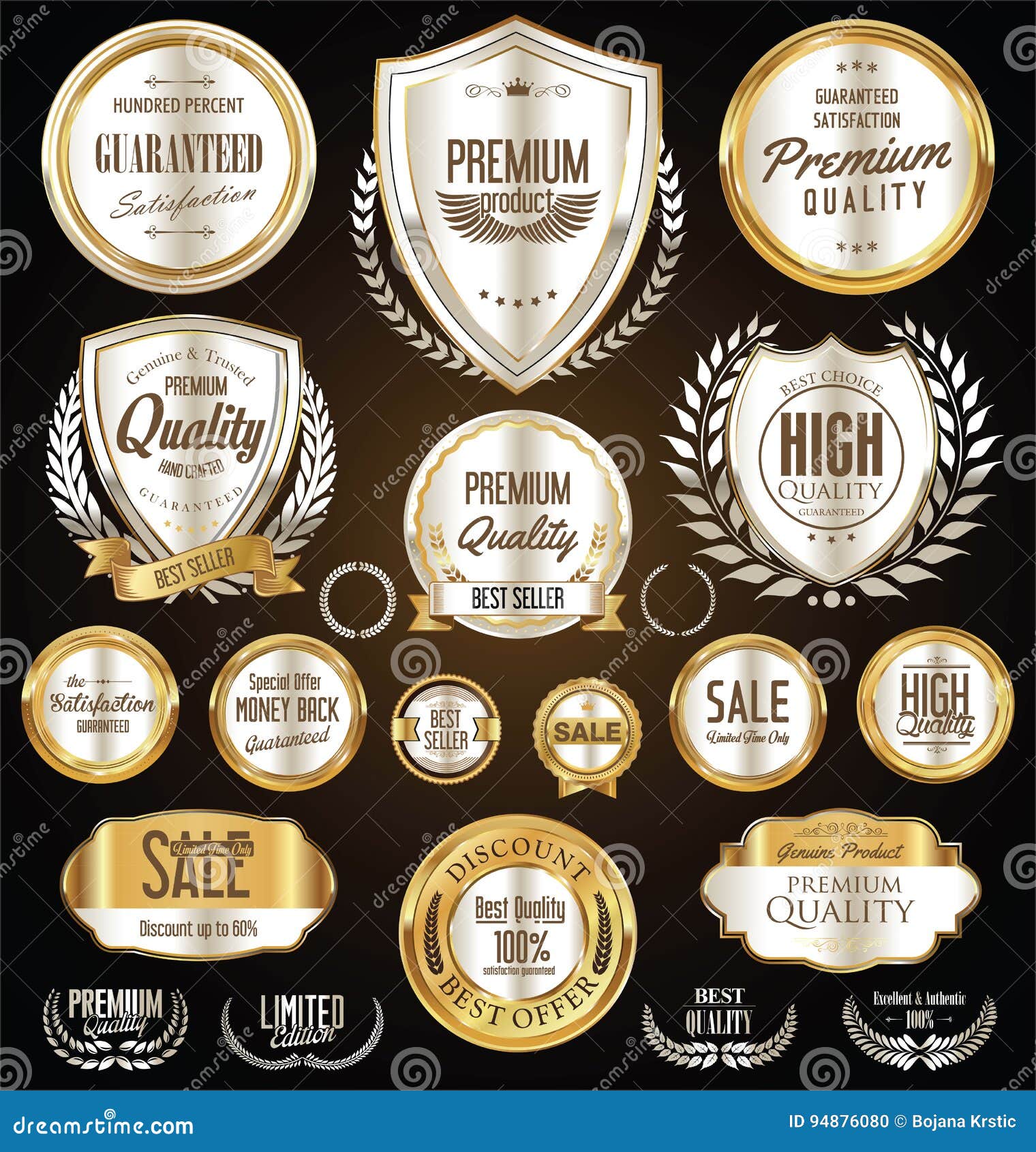 Golden Retro Vintage Badges Collection Stock Illustration ...