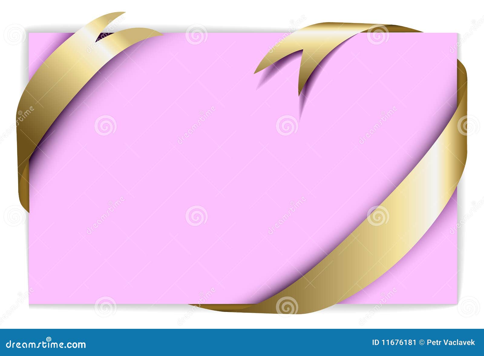 Golden Ribbon Around Blank Rose Paper Stock Vector - Illustration of ...