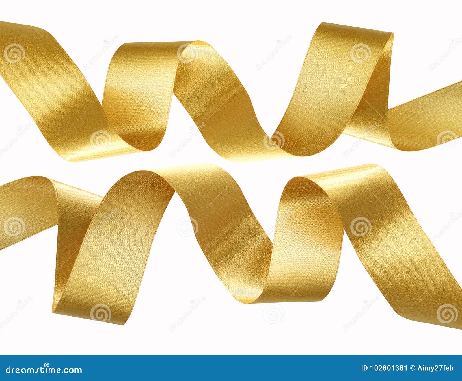 Golden Ribbon Border Isolated on White. Stock Image - Image of color ...
