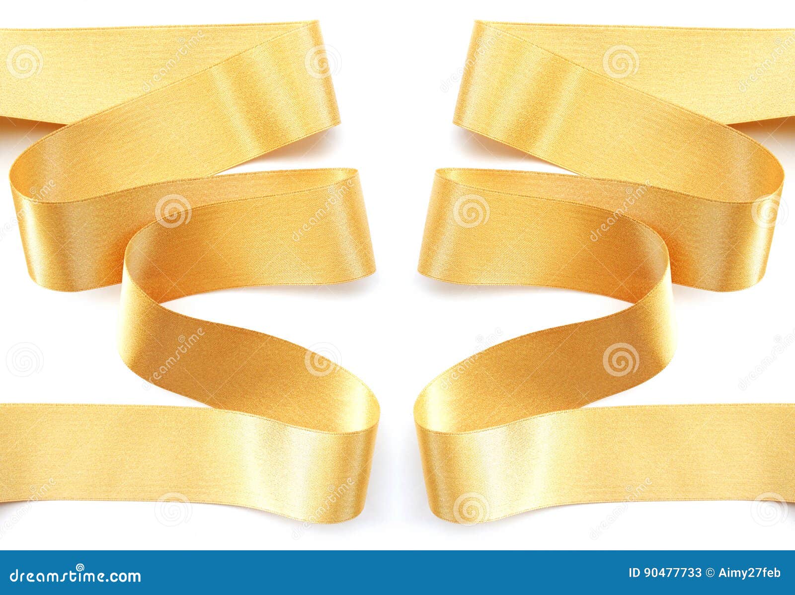 Golden Ribbon Border Isolated on White. Stock Image - Image of ornate ...