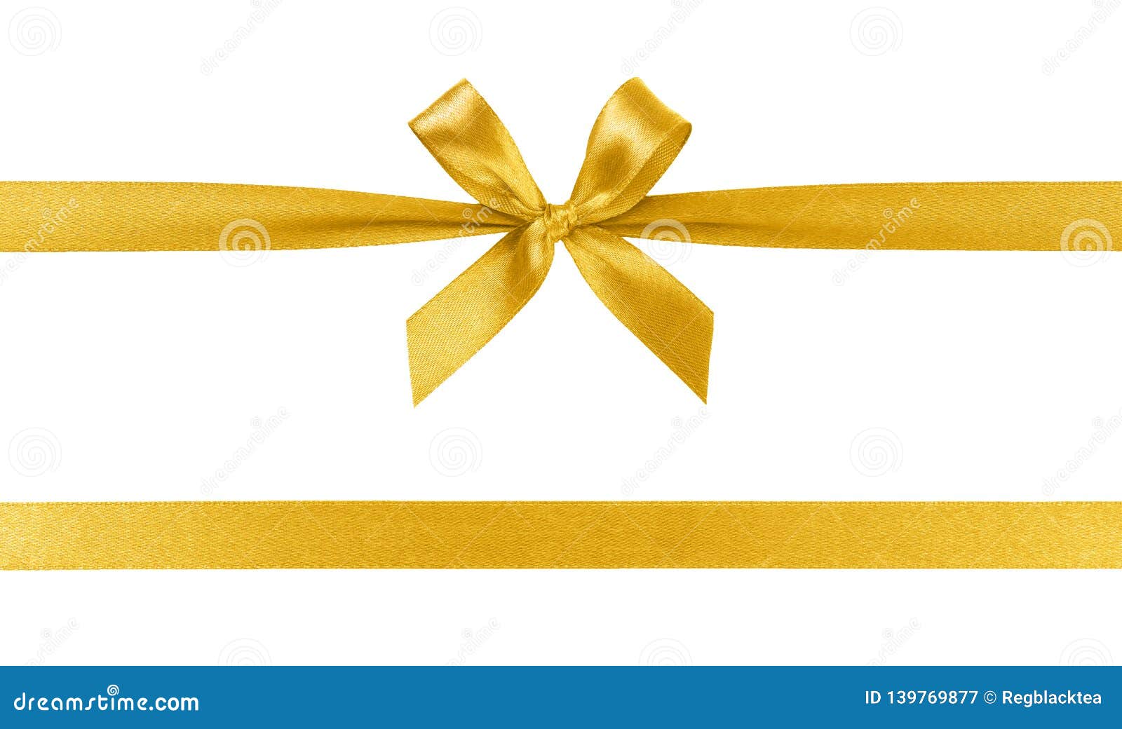Golden Ribbon with Bow Isolated on White Background. Stock Image ...