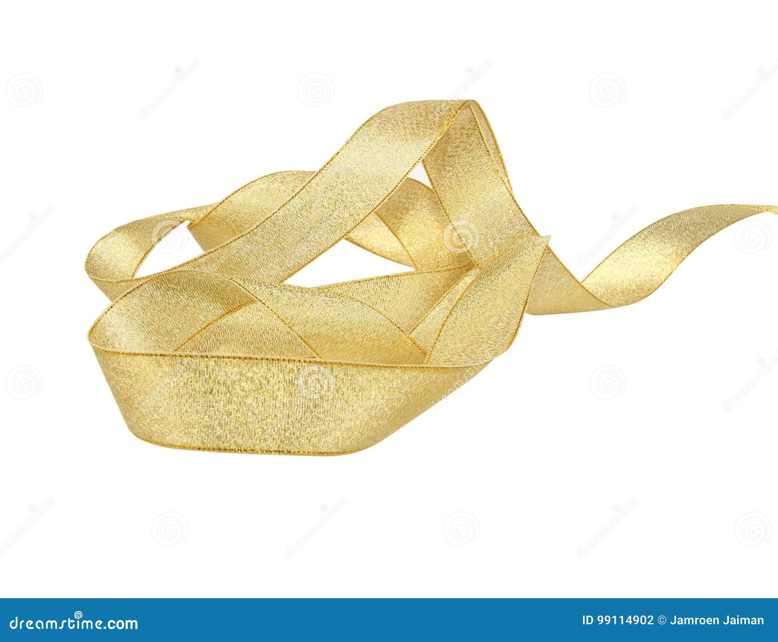 Golden Ribbon Isolated on White. Stock Photo - Image of festive ...