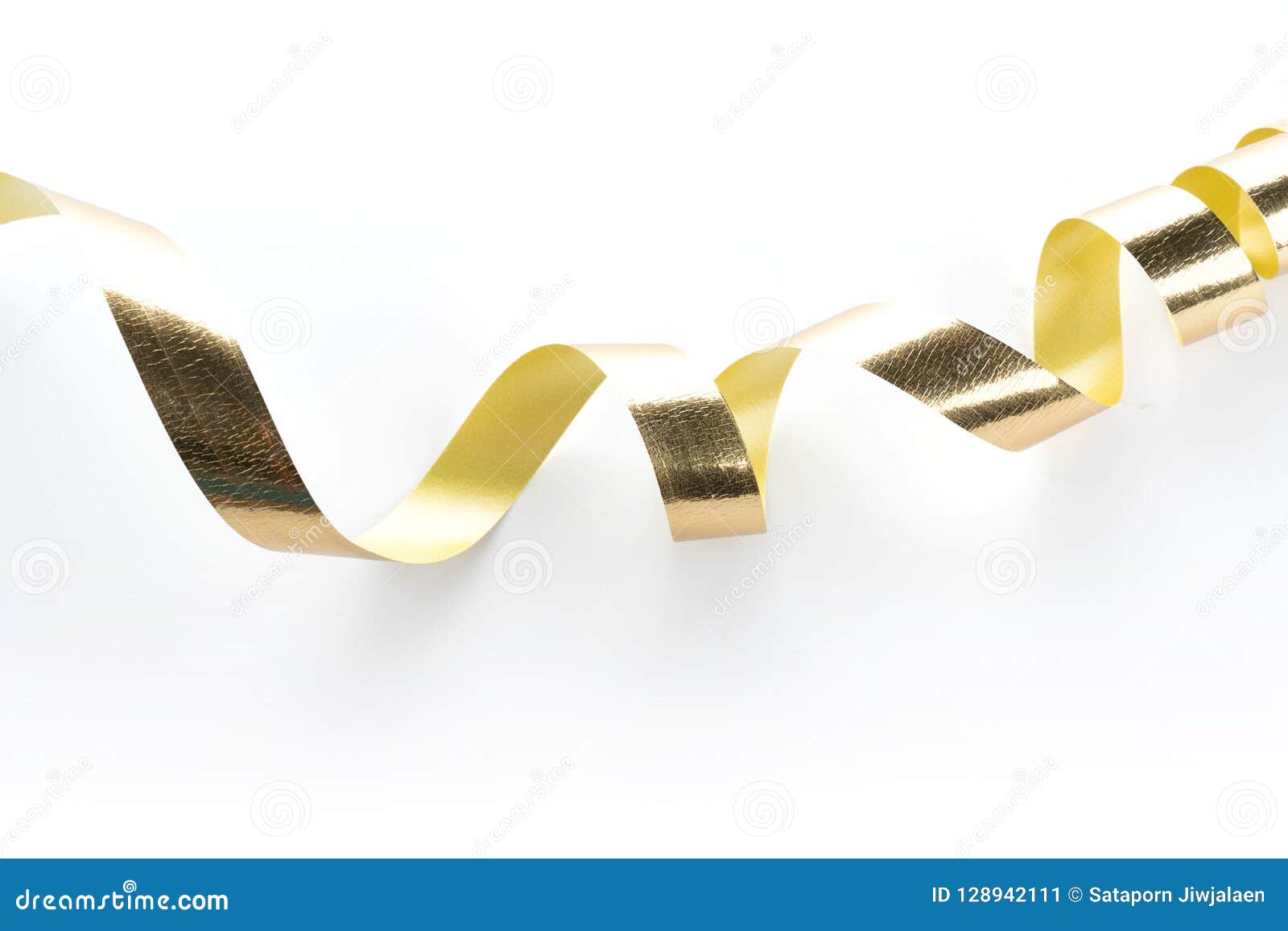 Golden Ribbon Roll Isolated on White Stock Image - Image of ribbon ...