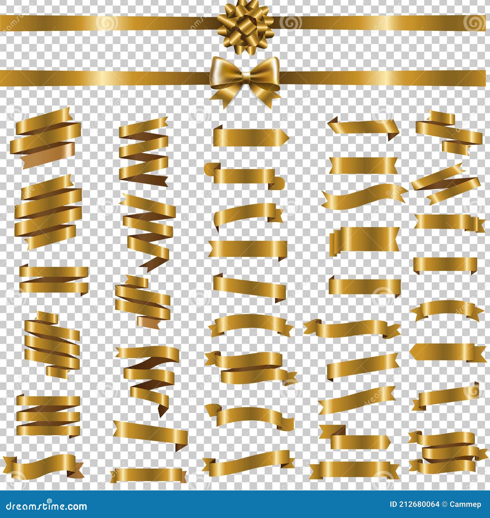 Golden Ribbon Set Transparent Background Stock Vector - Illustration of ...