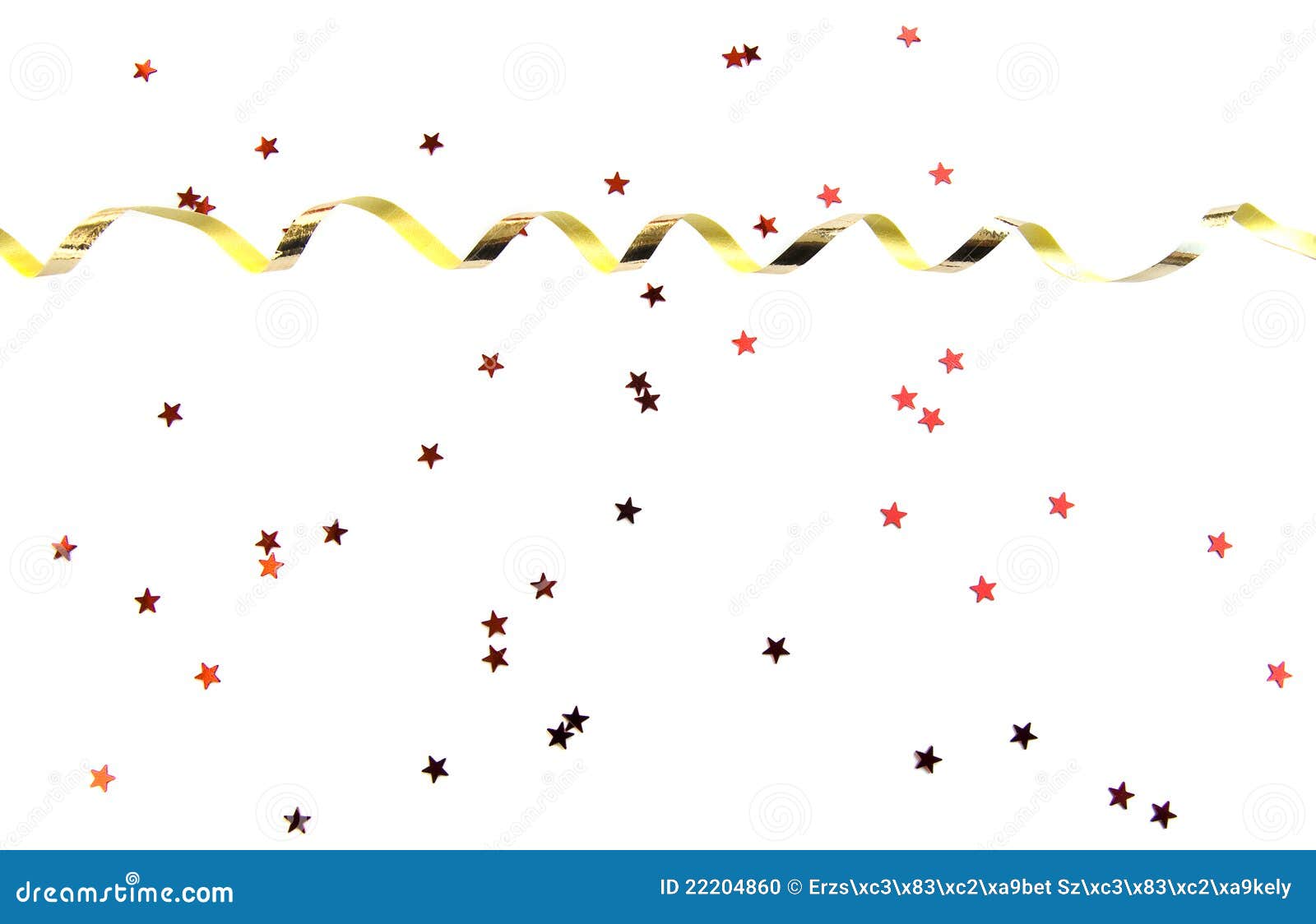 Golden Ribbon and Stars Isolated Stock Photo - Image of christmas ...