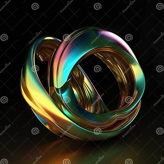 Golden Ring on Black Background, 3d Render, Computer Generated Images ...