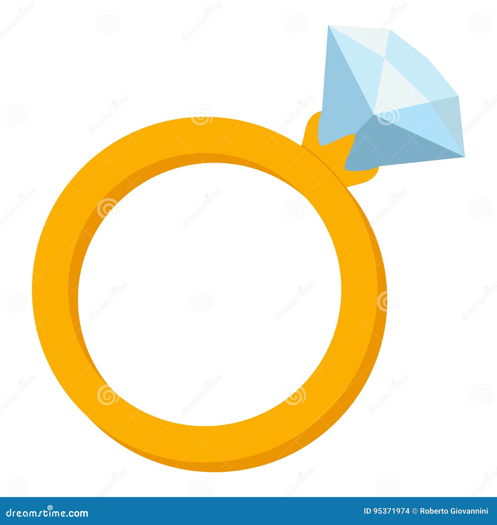 Golden Ring & Diamond Flat Icon on White Stock Vector - Illustration of ...