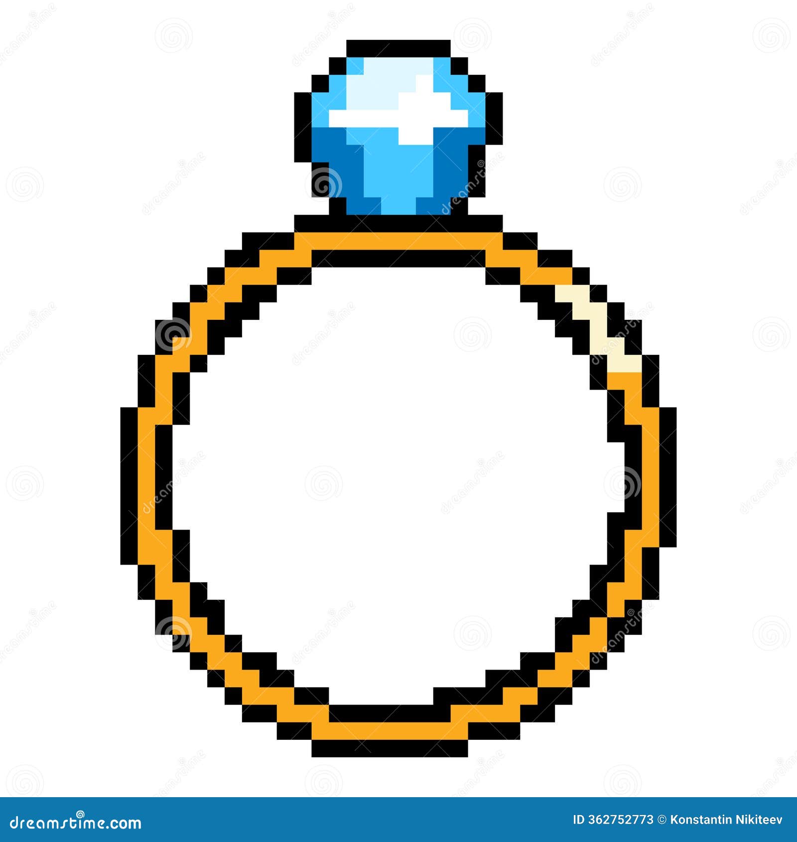 Golden Ring with Diamond Isolated Pixel Art Icon Stock Illustration ...