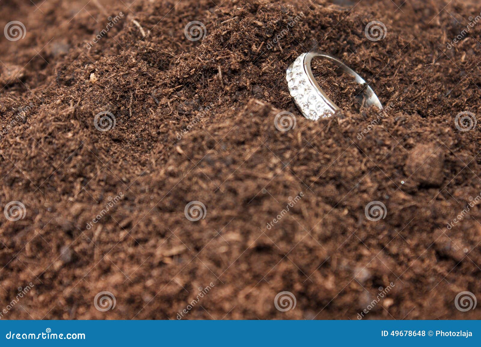 Golden Ring Droped on the Soil Ground Stock Photo - Image of concept ...