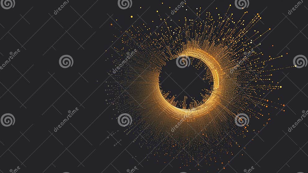 Golden Ring with Dynamic Abstract Particles on Black Stock Photo ...