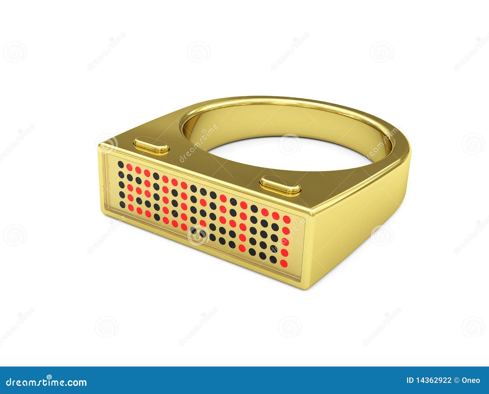 Golden Ring with Electronic Led Watch Stock Illustration - Illustration ...