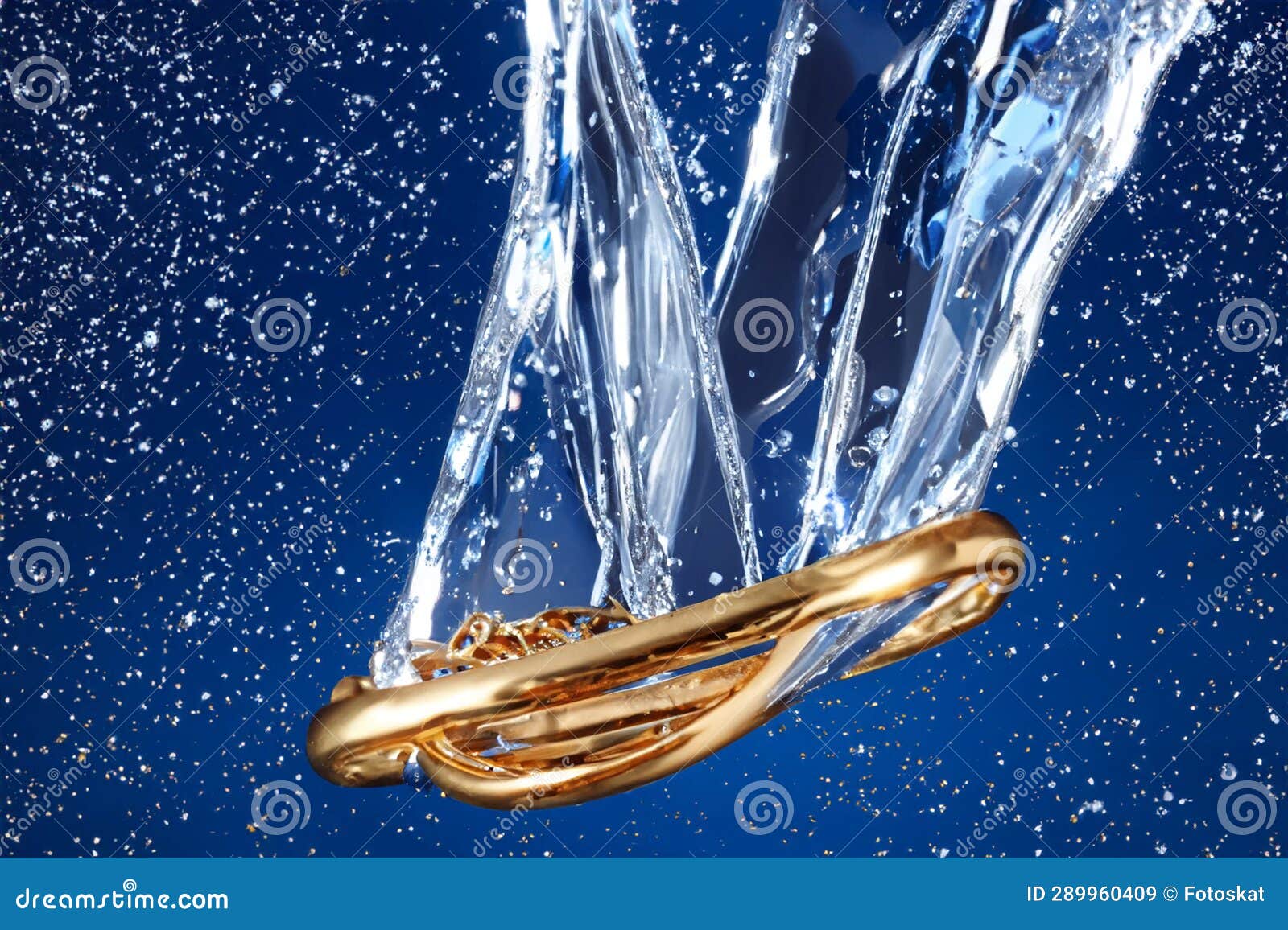 Golden Ring Falling into the Water Stock Image - Image of metal, water ...