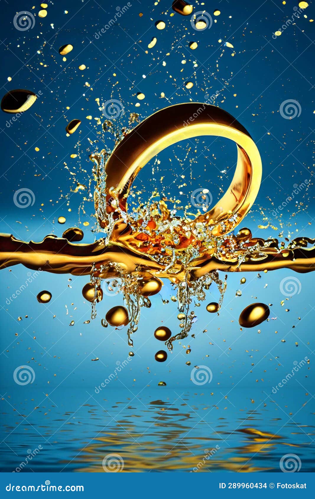 Golden Ring Falling into the Water Stock Illustration - Illustration of ...