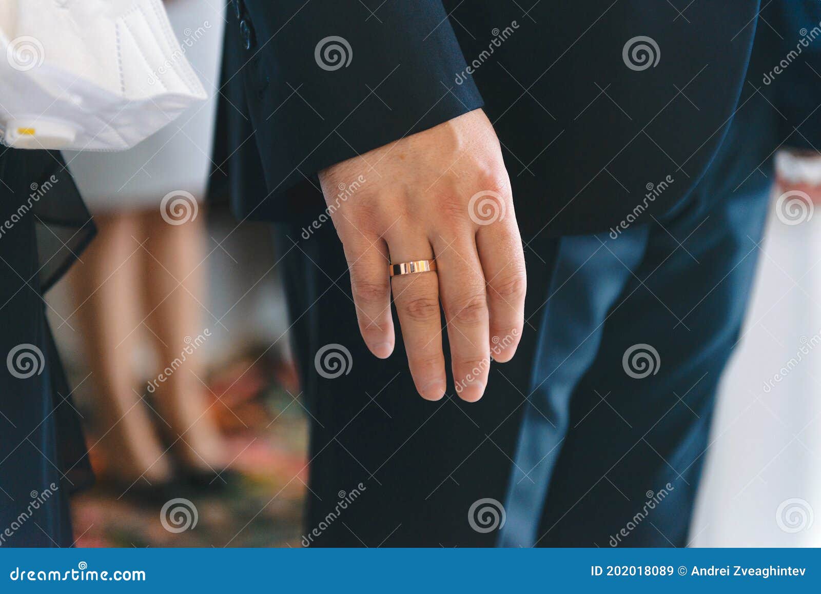 Golden Ring on Groom`s Hand Stock Image - Image of celebration ...