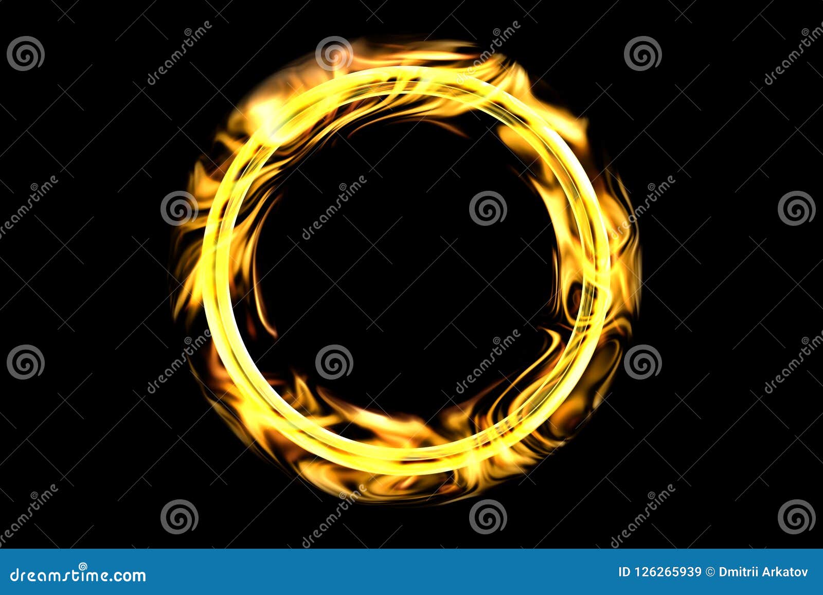 Golden Ring in the Flame of Fire. 3D Rendering Stock Illustration ...