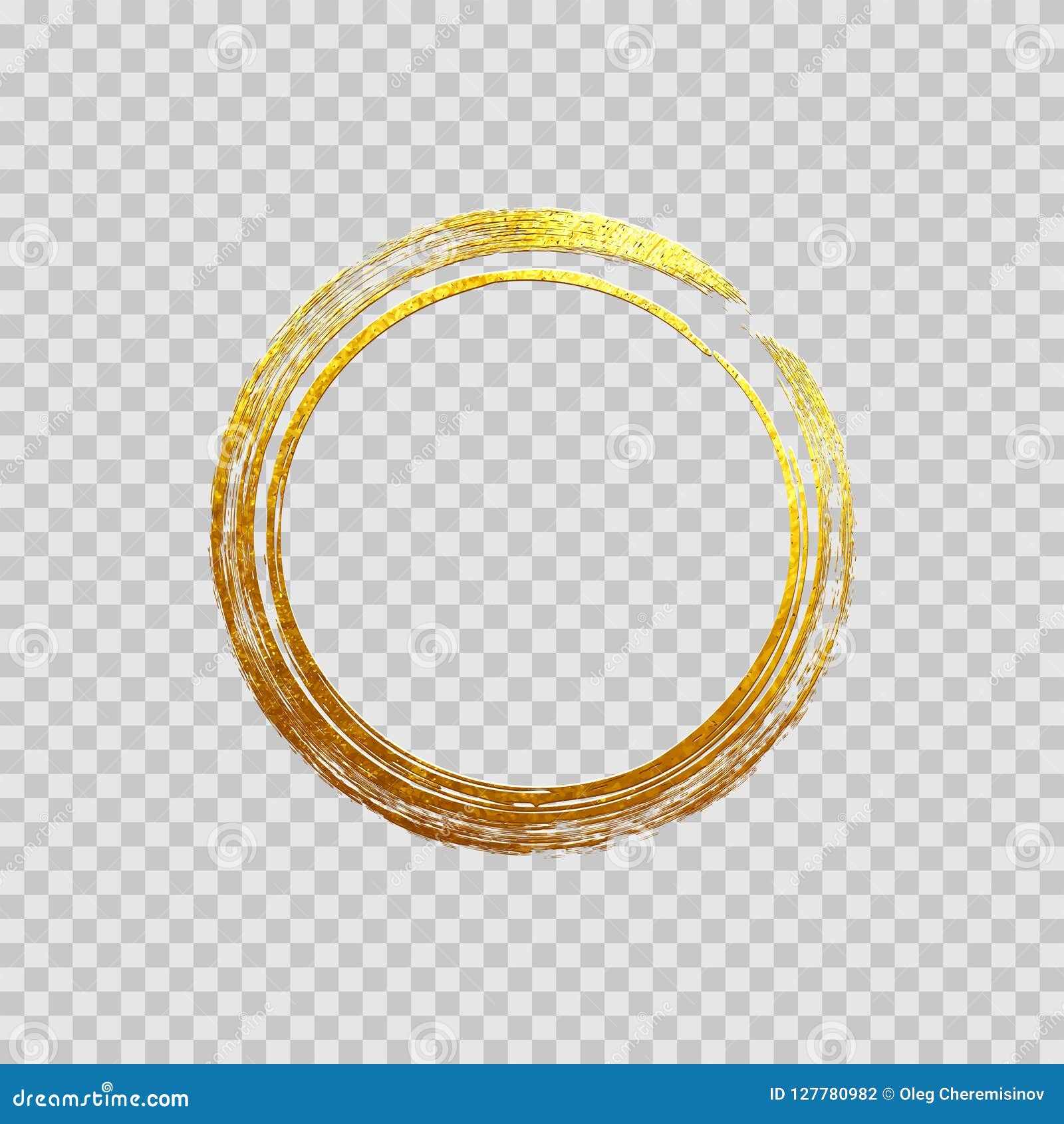 Golden Ring Frame Made on Brush Stroke Isolated on Transparent ...