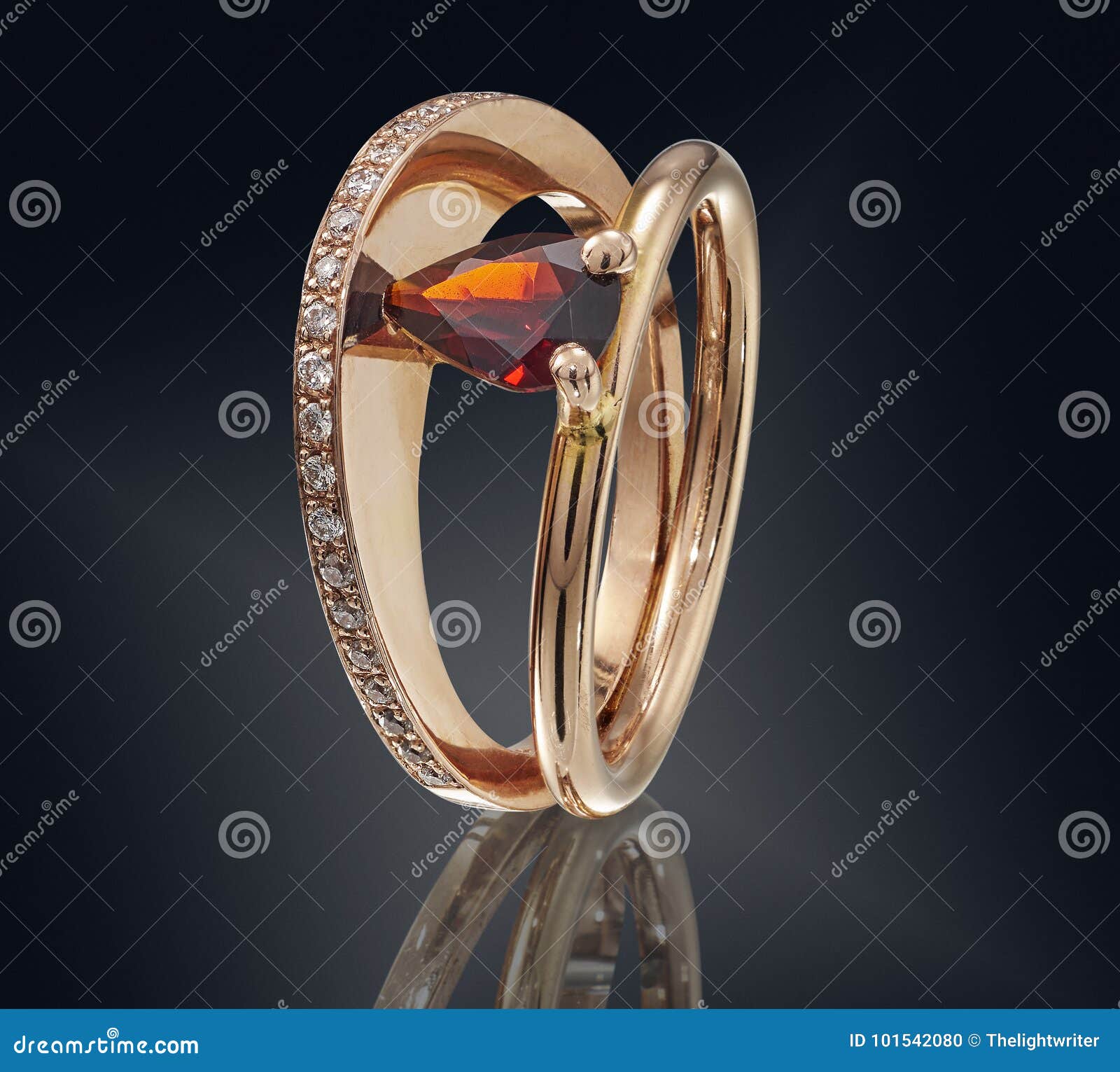 Golden Ring With Gemstone Isolated On Black Background Stock Photo ...