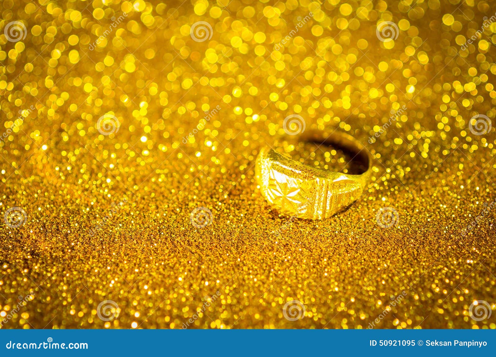 Golden Ring on Gold Colour Abstract. Stock Image - Image of background ...