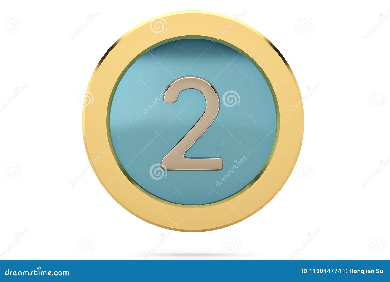 Golden Ring with Number 2 on White Background.3D Illustration. Stock ...