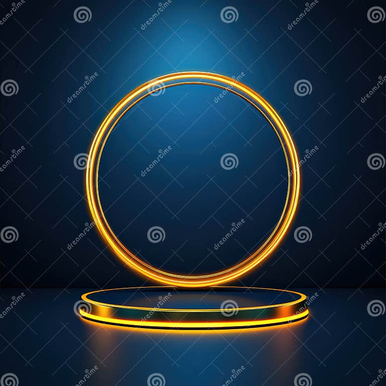 Golden Ring and Platform on Blue Background. Stock Illustration ...