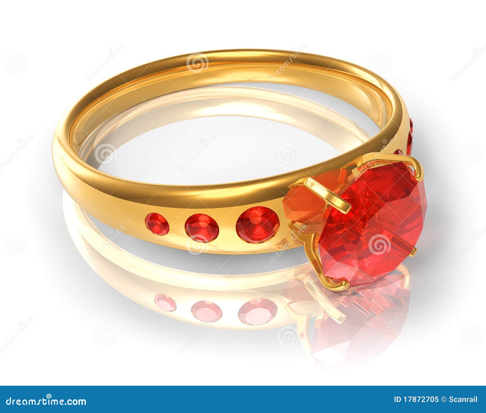 Golden Ring with Red Jewels Stock Illustration - Illustration of gold ...