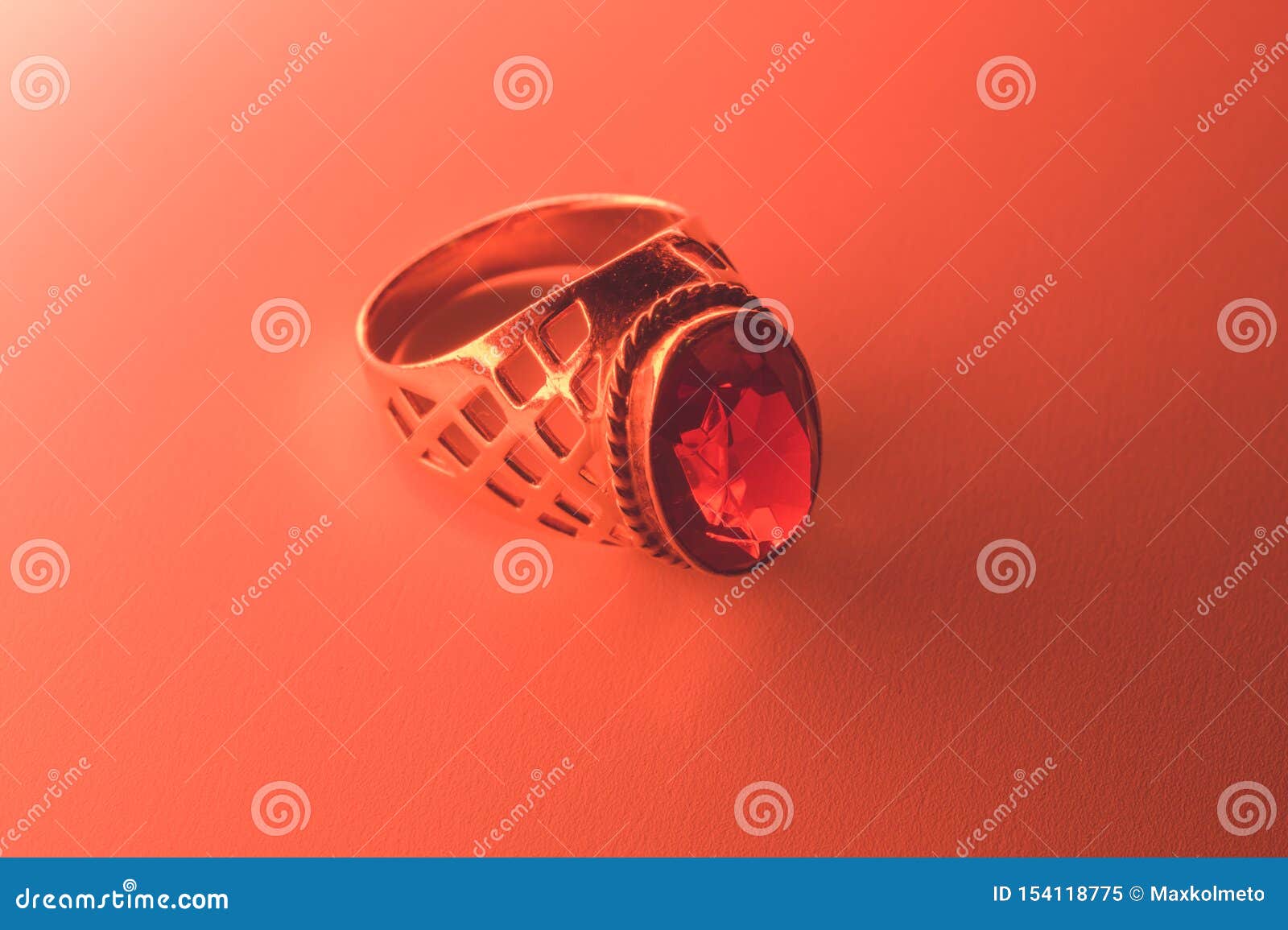 Golden Ring with Ruby Isolated Background Stock Image - Image of ...