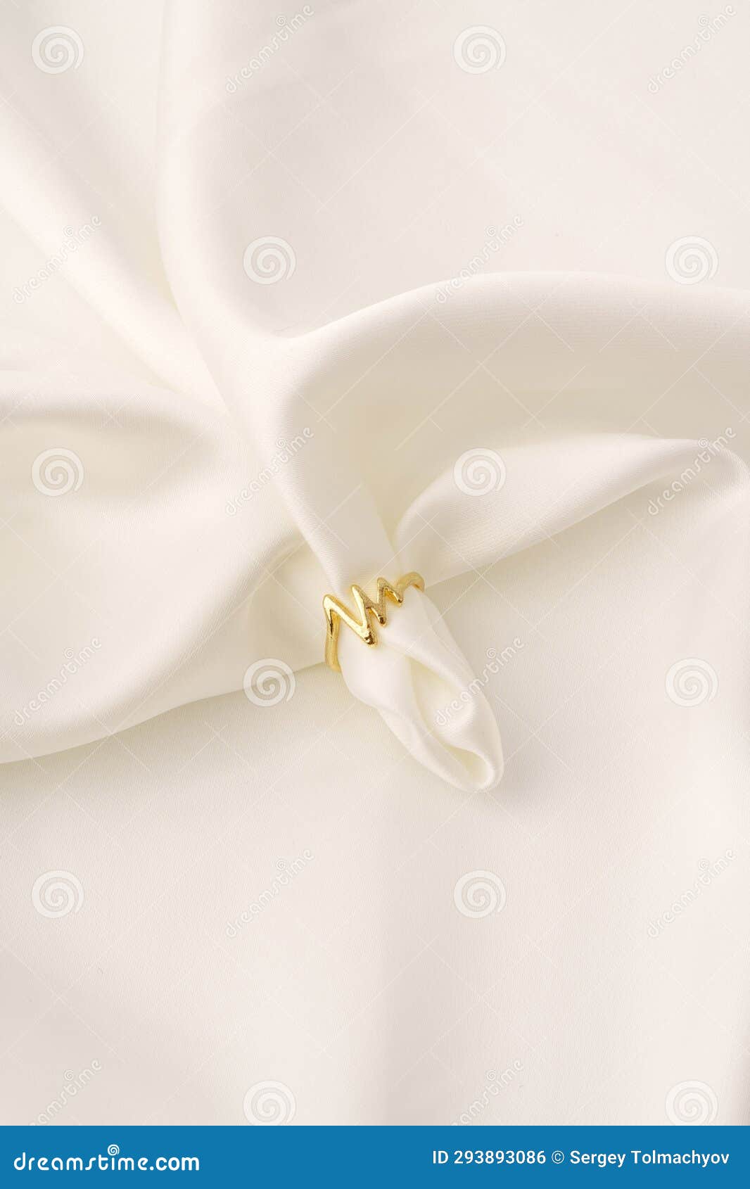 Golden Ring on White Silk Cloth Background Stock Illustration ...